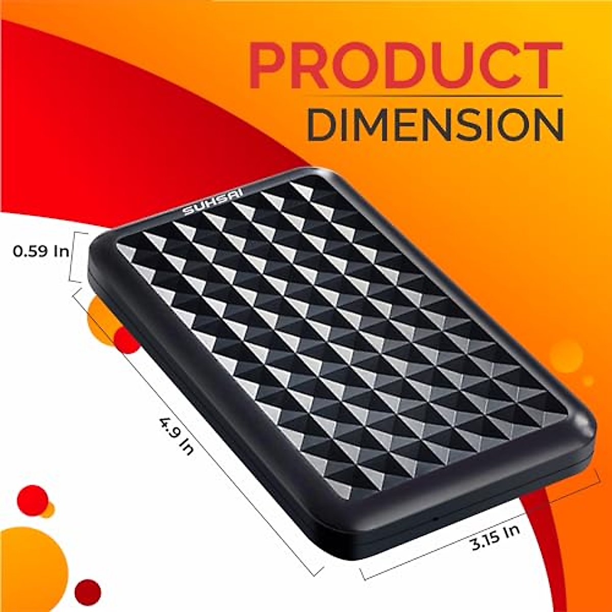 SUHSAI External Hard Drive 500GB High Speed Data Transfer USB 3.0 Hard Disk 2.5inch Memory Expansion Data Storage & Portable Backup HDD Compatible with PC, Computer, MacBook, Chromebook