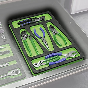 Polar Whale Tool Drawer Organizer Small Pliers Holder Insert Blue Black Durable Foam Tray 15 x 10 Inches 5 Pockets Holds 3 Small Pliers Up to 8 Inch Long Fits Craftsman Kobalt Milwaukee and More