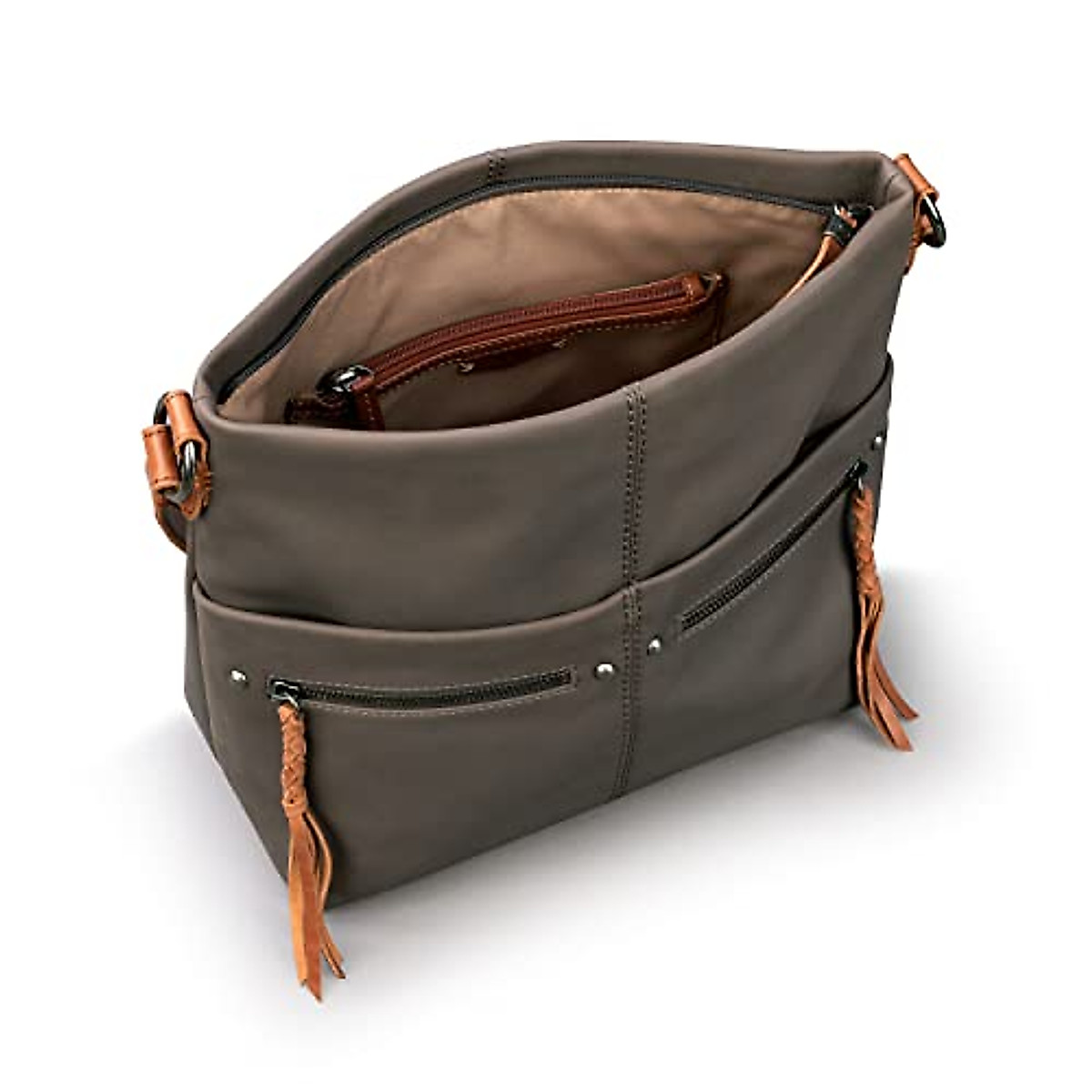 The Sak Womens Ashland Bucket Bag In Leather, Slate, One Size US