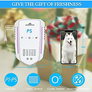 Morrerfresh Cat Litter Deodorizer 99% Pets Poof Odor Eliminator Air Purifier Ozone Odor Removal Air Freshener for Home & Pets Litter Box Room Wardrobe Shoe Cabinet Toilet White
