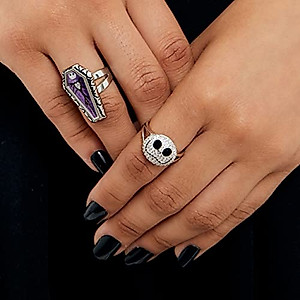 Disney The Nightmare Before Christmas Womens Ring Size 7 - Sterling Silver and Cubic Zirconia Jack Skellington Ring - The Nightmare Before Christmas Jewelry