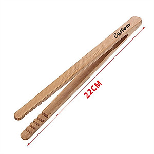 TULTU Personalized Customized 2-Piece Set Of 100% Natural Bamboo Toast Pliers, Wooden Cooking Pliers, Perfect For Toasters, Fruits, Bread, And Kimchi Kitchen Utensils (2 Sets Of Natural Toast Tongs)