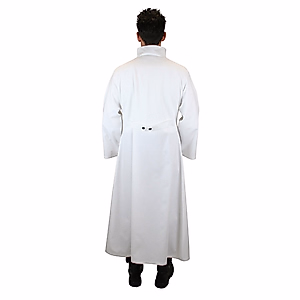 Historical Emporium Men's Cotton Twill Mad Scientist Howie Lab Coat, Victorian Steampunk Halloween Costume Cosplay S White