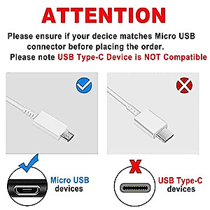 Adaptive Fast Android Charging Wall Charger with 5-Feet Micro USB Cable for Samsung Galaxy S7/S7 E/S6/S6 E/S5/Note5/4 /S4/S3/S2/J7 J7V J5 J3 J3V J2, LG G2 G3 K20, Moto E4 E5 E6, Tablet (2 Pack, White)