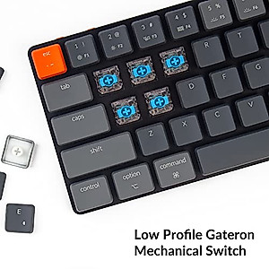 Keychron K7, 68 Keys Ultra-Slim Wireless Bluetooth/Wired Mechanical Keyboard with Low-Profile Gateron Mechanical Blue Switch, RGB LED Backlit Compatible with Mac Windows