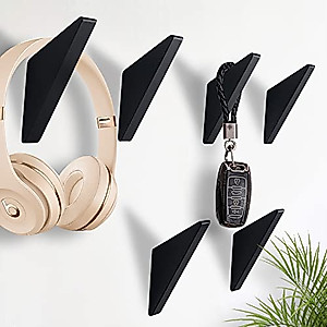 BIGLUFU Wooden Coat Hooks, 6 Packs Natural Wooden Coat Racks, Wall Mounted Single Wall Wood Hook Rack, Minimalist Heavy Duty Robe Hook Hat Rack Black