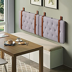 GREENSTELL Wall Mount Headboard with USB for King Size Bed, Linen Fabric Headboard Only, Industrial Pipe Modern Style, Gray Hanging Head Boards, Durable, Comfortable, Button Upholstered for Bedroom