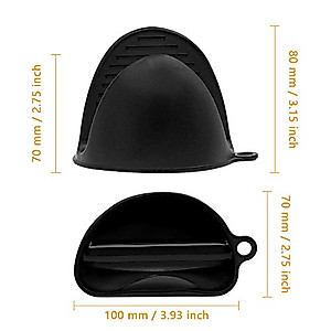 KUFUNG Silicone Cooking Pinch Grips Oven Mitts, Finger Protector Pot Holder for Kitchen,Cooking,Baking,BBQ - Heat Resistant Gloves (Black)