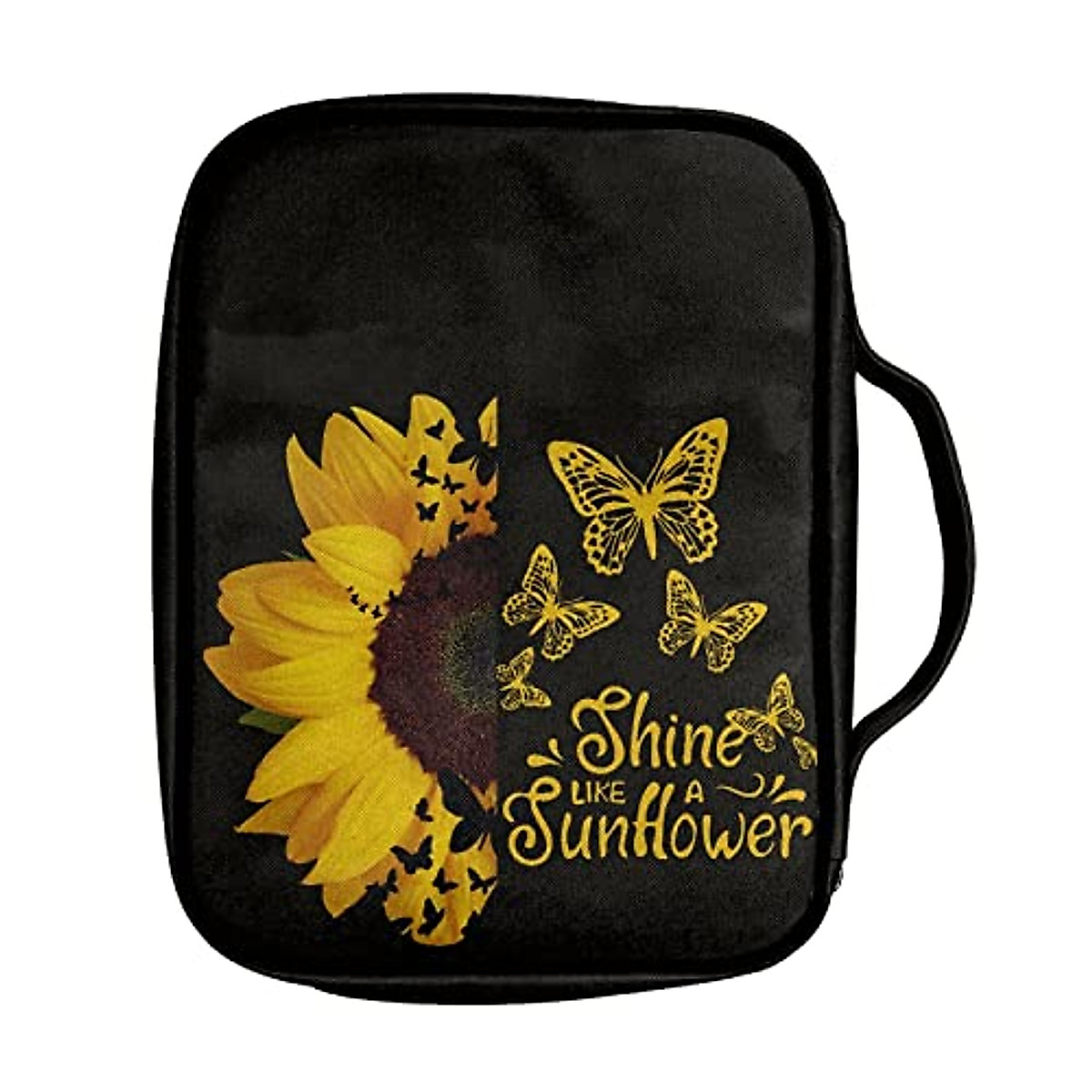 SCRAWLGOD Sunflower Butterfly Print Bible Cover Case for Women Girls Teens Scripture Bag Book Protective,Bible Tote Bag Book Cover, Bible Accessories, Christian Gifts