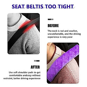 Kewucn 2 PCS Car Seat Belt Pads, Soft Comfort Seat Belt Shoulder Strap Covers Harness Pad to Protect Your Neck and Shoulder, Universal Vehicle Interior Accessories for Most Cars (Purple)