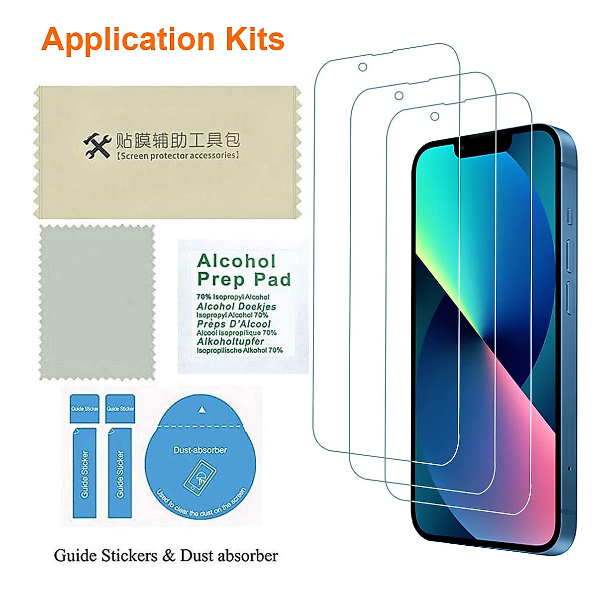 Focuses Screen Protector for iPhone 14, 13,13 Pro 6.1" [3 Pack] Anti Blue Light Tempered Glass Film Compatible with iPhone 13/13Pro