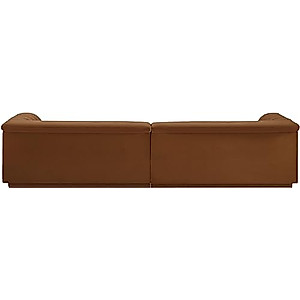 Meridian Furniture 194Saddle-S119 Cascade Collection Modern | Contemporary Modular Sofa with Soft Saddle Velvet Fabric, Deep Channel Tufting, Curved Arms, 118" W x 35" D x 28" H, Saddle
