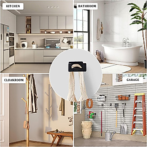 4 Pack Bath Double Towel Hook, 304 Stainless Steel Square Matte Black Coat & Robe Hook, Wall Mounted Heavy Duty and Rustproof Double Coat Hook for Robe, Bath Towel, Coat