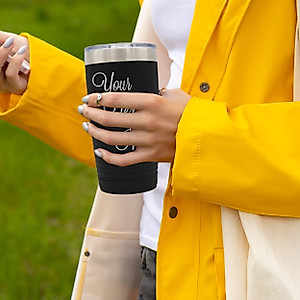 My Personal Memories Customized Personalized Stainless Steel Travel Tumbler with Lid - Engraved Double-Wall Vacuum Insulated for Him, Her Your Custom Text (20 oz, Black)