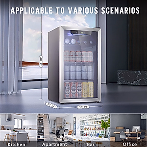 Antarctic Star Wine Cooler, 120 Can Beverage Refrigerators for Soda Beer, Mini Fridge with Glass Door, Freestanding Wine Cellar for Bedroom Office Bar, Digital Temperature Control, 3.2 Cu.Ft.