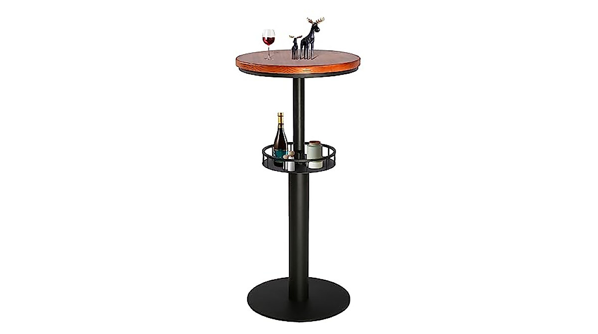 LOKKHAN 42" Rustic Industrial Bar Table - Height Adjustable