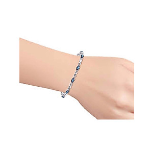 Rylos Stunning Simulated Alexandrite/Mystic Topaz & Diamond XOXO Hugs & Kisses Tennis Bracelet Set in Sterling Silver - Adjustable to fit 7" - 8" Wrist