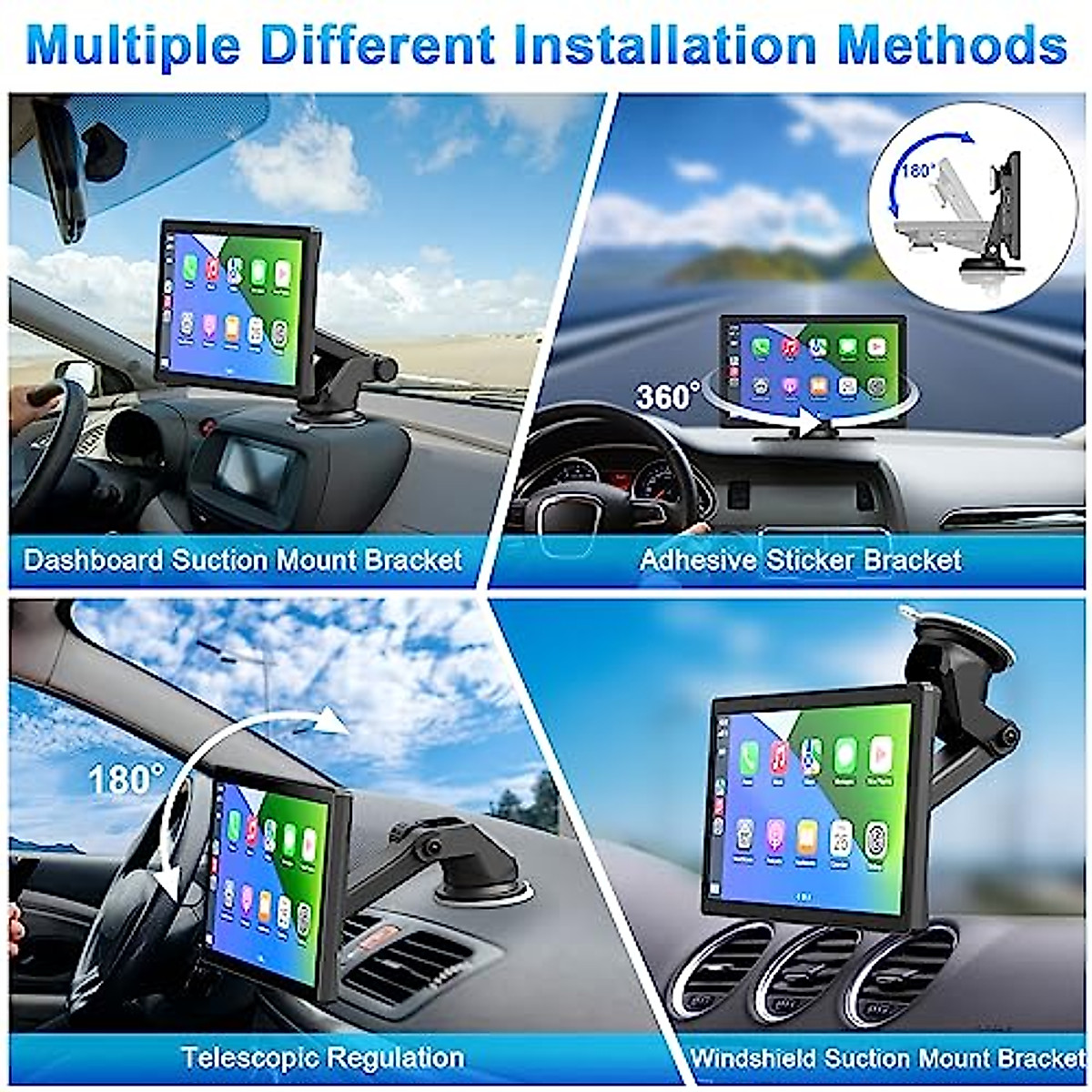 Skisea Wireless Apple Carplay Car Stereo,Portable 9'' Touch Screen Apple Carplay and Android Auto,2.5K Dash Cam,1080p Backup Camera DVR,Drive Mate Carplay Navigation with Mirror Link/Siri/FM/Bluetooth