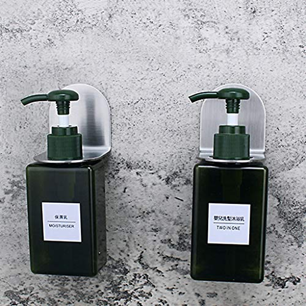 Stainless Steel Wall Mount Soap Shower Gel Dispenser Bottle Holder Hook Hanging Kitchen Shelf Organizer Rack