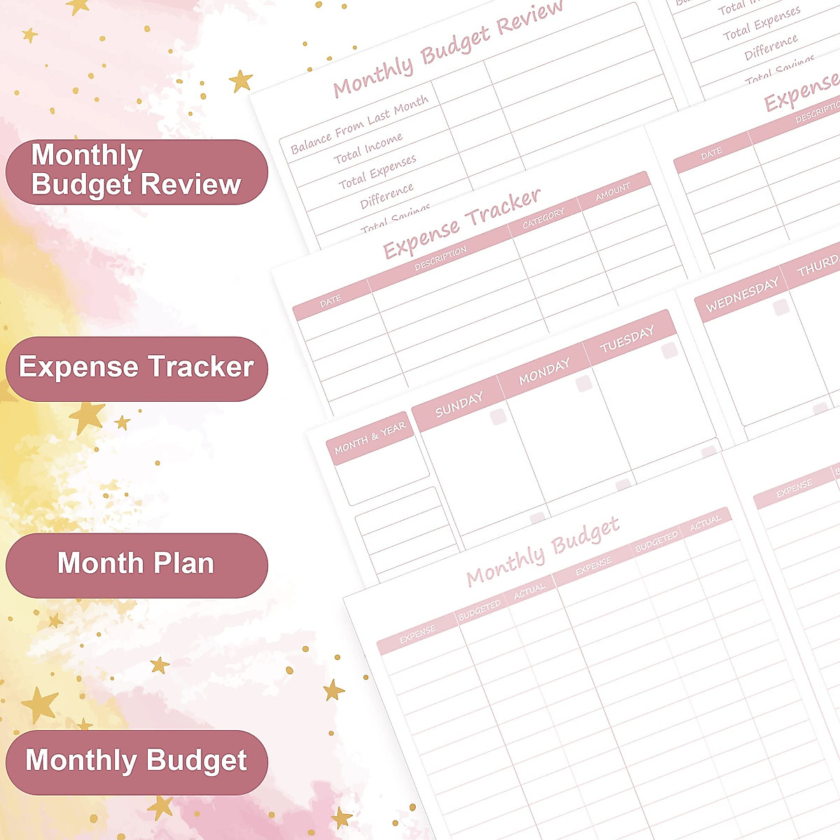 CAGIE Budget Planner 2024 - Budget Planner and Monthly Budget Book, Financial Planner Budget Book with 12 Pockets, Expense Tracker Notebook, Budget Book Planner for 2024, A5, Pink Budget Planner