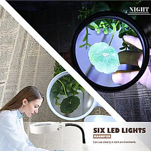 10x Magnifying Glass with Light and Stand Large Magnifying Lamp Magnifying Glasses with Light for Close Work Reading Hobby Crafts Workbench