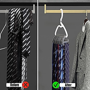 Premium Tie-Rack-for-Closet-Space-Saving Design, Stylish Tie-Hanger-with-360°-Rotating Head, Easy-to-Tidy-Up &-Take-Off,ABS-Necktie-Organizer-&-Hanger-Holds-9-18-Ties, Smart-&-Sturdy-Tie-Storage