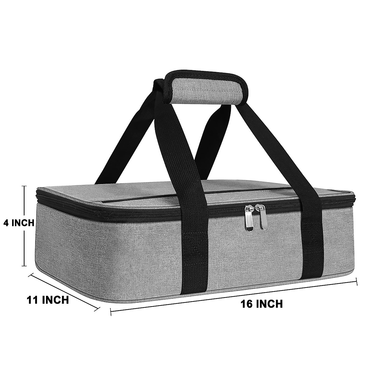 esouler Insulated Casserole Carrier Bag Hot & Cold Food Carrier Bag Lasagna Holder Lunch Bag for Picnics, Parties, Travel, Fits 9 x 13 Inches Casserole Dish-Grey