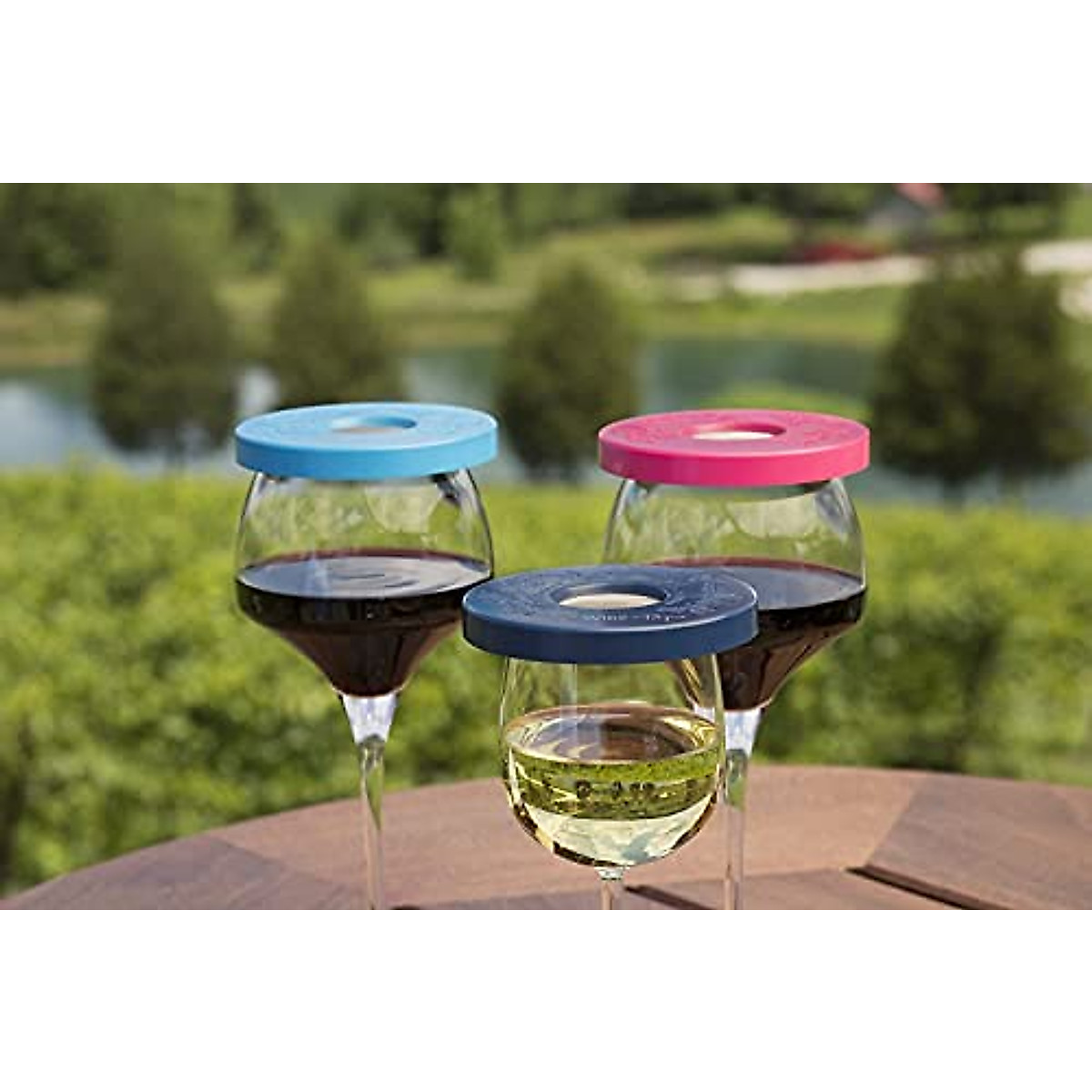 Wine Tapa Drinking Glass Covers- Keep Bugs Away from Wine Glasses Outdoors - Use as Cover for Coffee Mugs, Soda Cans, and Drinking Glasses, Set of 4 No Spill Drink Covers (Kissable)