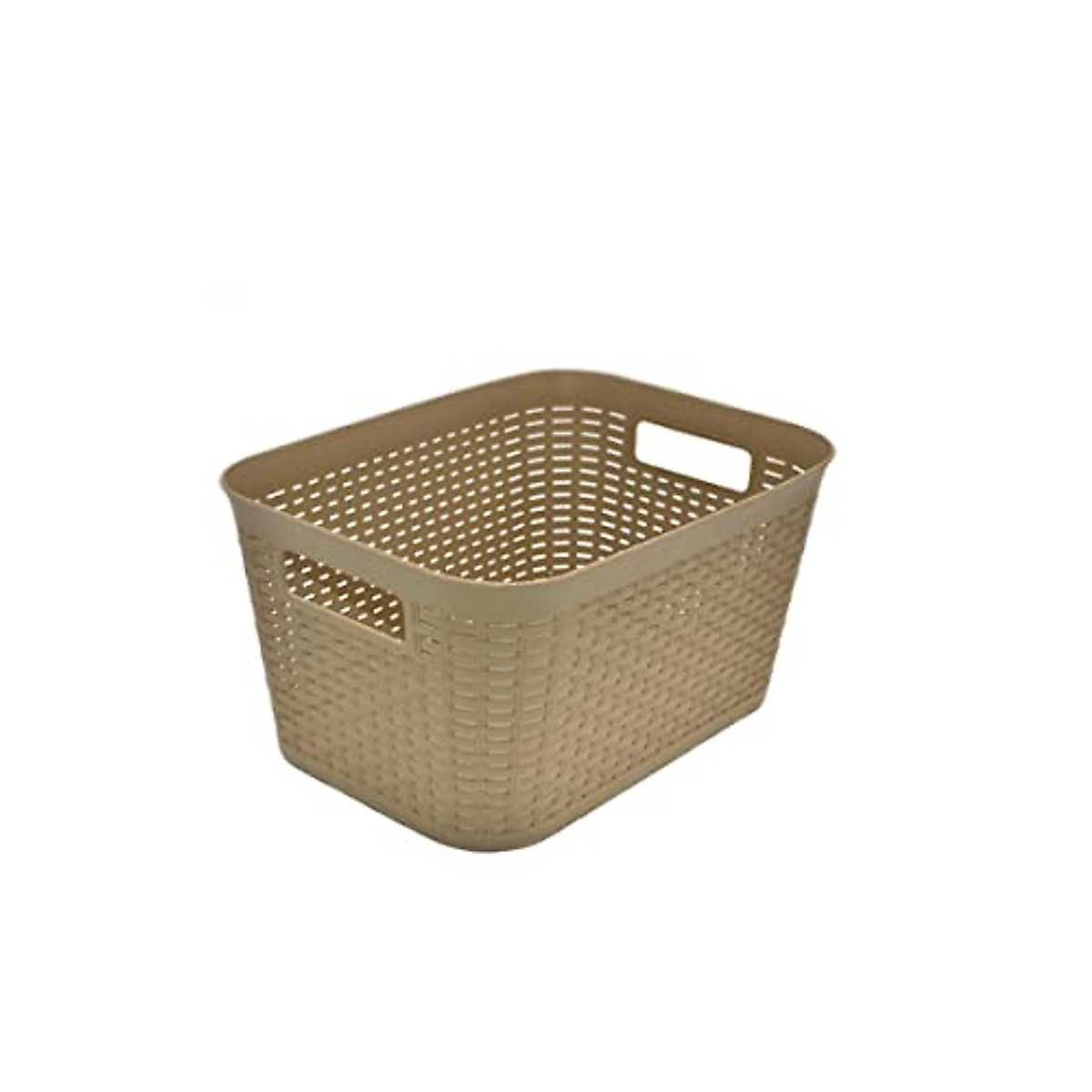 IPP 4 Pack Plastic Rattan Type Organizer Baskets (Beige)