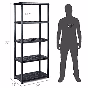 Giantex 2 Pieces 5-Tier Ventilated Shelving Storage Rack, Free Standing Multi-Use Shelf Unit, No Tools Required, 36”L X 18”W X 73”H