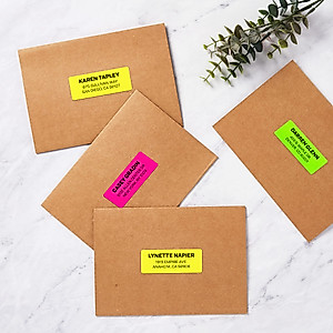 Avery Printable Address Labels with Sure Feed, 1" x 2-5/8", Assorted Neon (Magenta, Green and Yellow), 450 Blank Mailing Labels (5979)