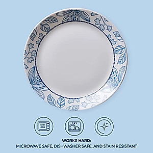 Corelle Everyday Expressions 4-Pc Dining Plates Set, Service for 4, Durable and Eco-Friendly 10-1/2-Inch , Higher Rim Glass Dinner Plate , Microwave and Dishwasher Safe, Rutherford
