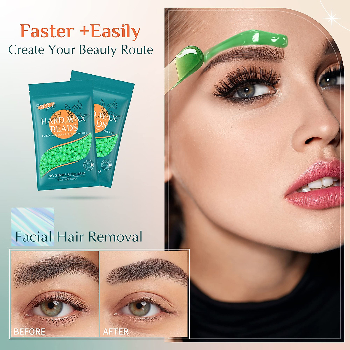 Digital Waxing Kit for Women, EMKOO Wax Warmer for Hair Removal, Wax Pot with 400g Hard Wax Beads and 20 Wax Applicator Sticks for Brazilian Bikini Wax Facial Hair Sensitive Skin At Home