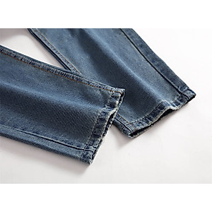 Maiyifu-GJ Men's Retro Ripped Jeans Distressed Skinny Slim Fit Stretch Denim Pants Straight Jean Trousers with Broken Holes (Light Blue,42)