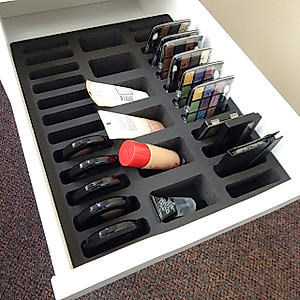 Polar Whale Compact Drawer Organizer Compatible with IKEA Alex Tray Washable Waterproof Insert for Home Bathroom Bedroom Office 11.5 x 14.5 x 2 Inches 30 Compartments Black
