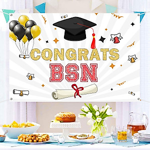 INNORU Congrats BSN Backdrop Banner, Nurse BSN RN Graduation Prom Photography Backdrop Durable Fabric Congrats Grad Banner Medical Nursing School Graduation Party Decorations Photo Booth Props 6x4ft
