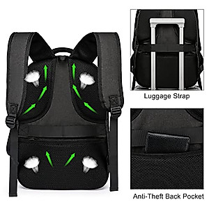 Laptop Backpack 15.6 Inch School Backpack for Teen Boys, Travel Backpack Large Water Resistant College Backpack Bookbag for Men Women with USB Charging Port, Black