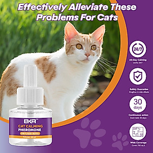 BKRMART Cat Pheromones Calming Diffuser 5 in 1 Therapet Md Cat Diffuser for All Cats, 1 Pheromone Cat Calming Diffuser & 4 Refills