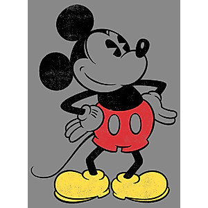 Disney Boy's Classic Vintage Mickey T-Shirt, Charcoal Heather, Large