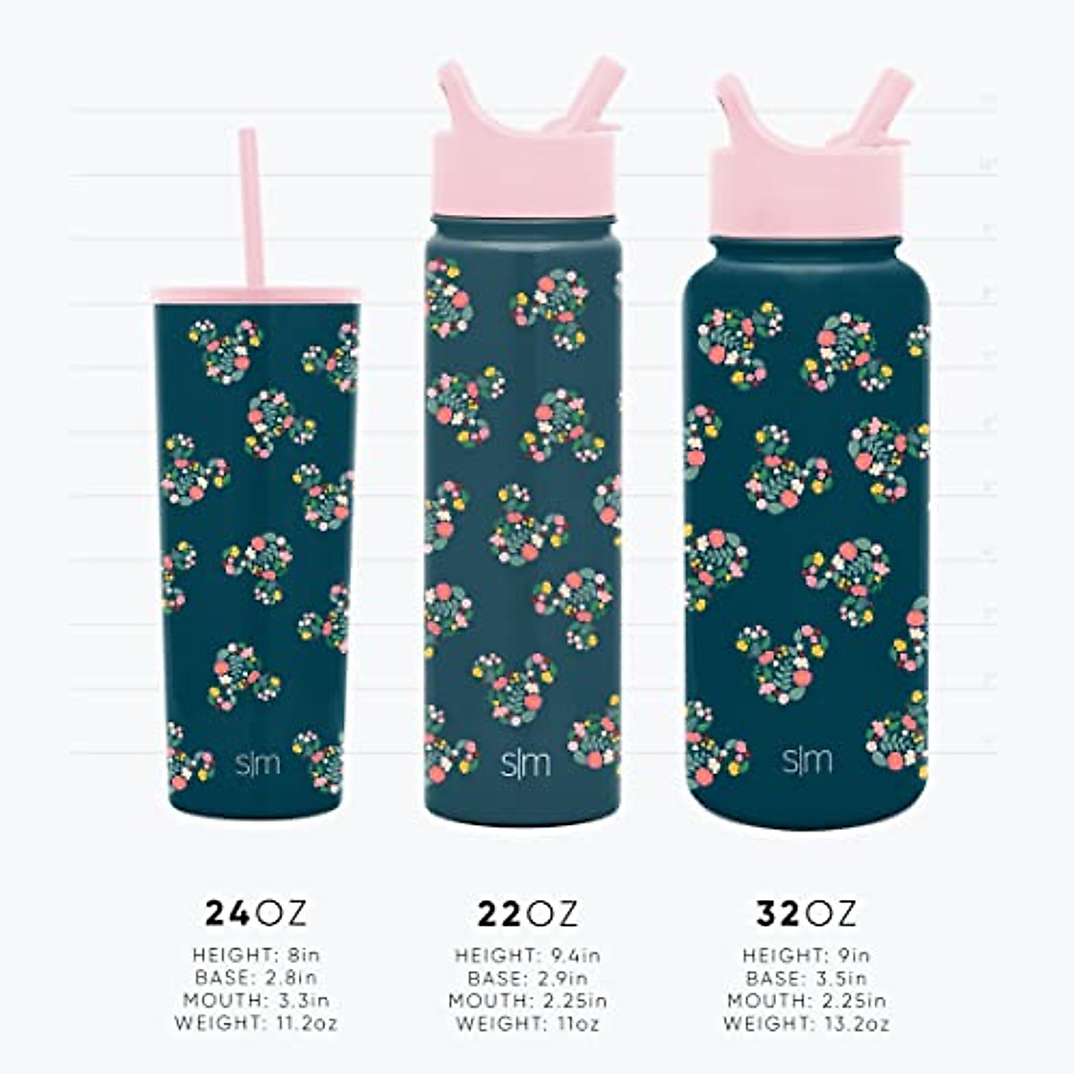 Simple Modern Disney Insulated Tumbler Cup with Flip Lid and Straw Lid | Gifts for Women Men Reusable Stainless Steel Water Bottle Travel Mug | Classic Collection | 24oz Minnie Mouse Love