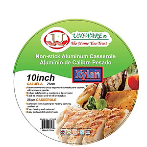 Uniware Non-Stick Aluminum Stock Pot With Glass Lid,Black (10 Inch)