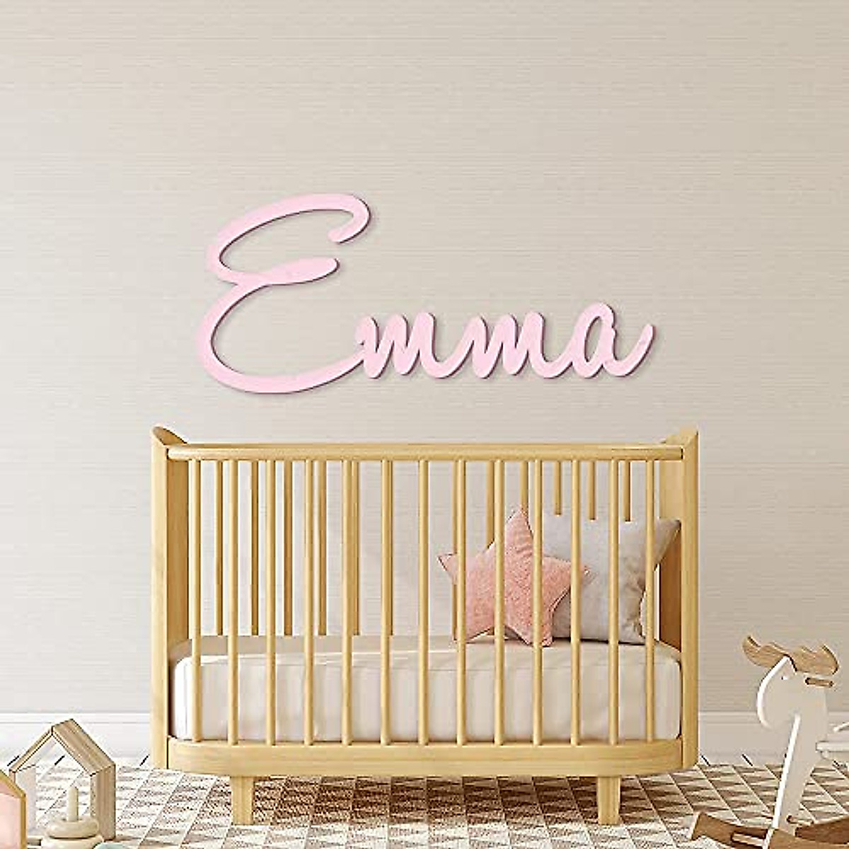 Personalized Custom Wooden Name Sign - BROOKLYN Font Baby Name Sign For Nursery and Wall Decor (12"-55" Wide) - PAINTED Wood Letter Nursery Decor - Wall Art For Girl or Boy Room By 48 Hour Monogram