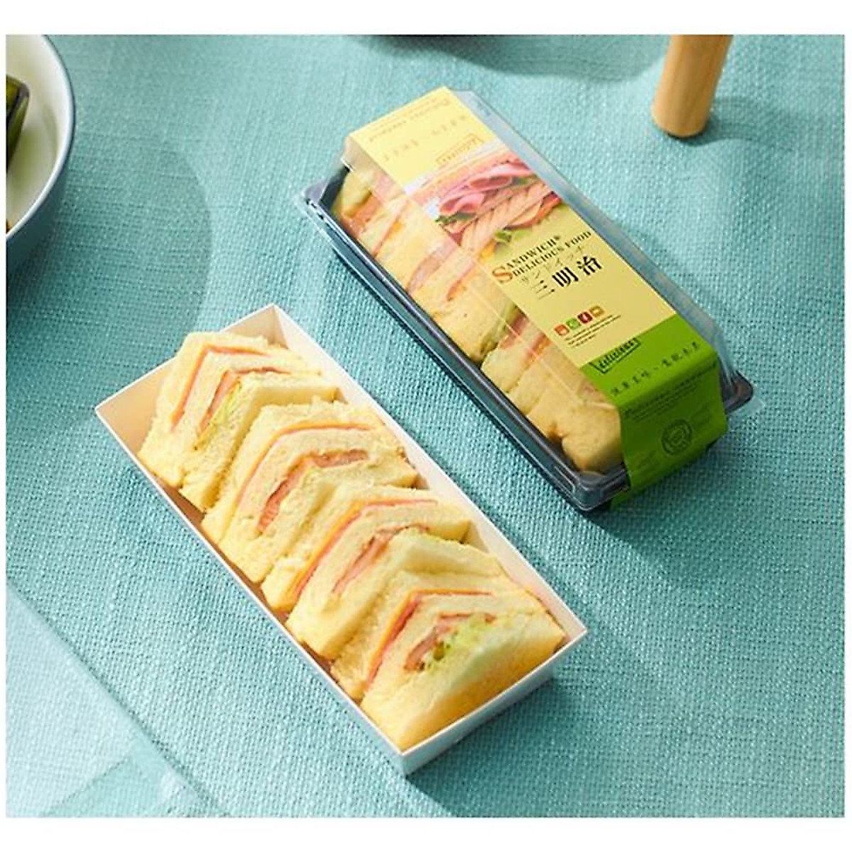 Hewnda 50 Pack Sushi Containers With Lid,Small Pastry Container, Plastic Containers for hot dogs, sandwiches, French fries, muffins (Black)