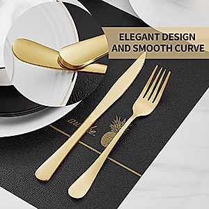 Xingjiake 12-piece Gold Steak Knives, Steak Knives Set Of 12, Stainless Steak Knives, Serrated Butter Knife, Dinner Knives Set, dishwasher safe