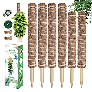 Moss Pole for Plants Monstera, 115 inch Moss Poles for Climbing Plants, 4 Pcs 20.5" and 2 Pcs 16.5" Coco Coir Pole for Indoor Potted Plants Grow Upwards, Moss Stick Totem Pole Plant Support