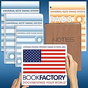 BookFactory Universal Note Taking System (Cornell Notes) / NoteTaking Notebook - 120 Pages, 8 1/2" x 11" - Wire-O (LOG-120-7CW-A(Universal-Note))