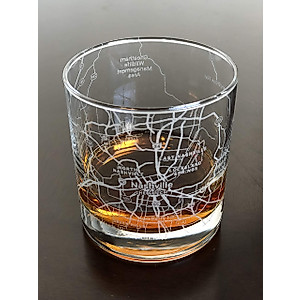Rocks Whiskey Old Fashioned 11oz Glass Urban City Map Nashville Tennessee