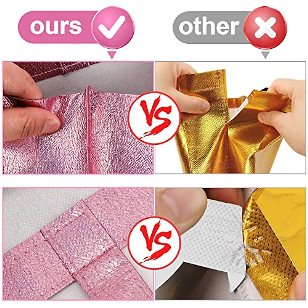 PHOGARY 12 Large Gift Bags with Handles (Pink), Stylish Tote Bags for Birthday Wedding Party Favor Christmas Present Wrap, Reusable Glossy Grocery Bags, non-woven fabric