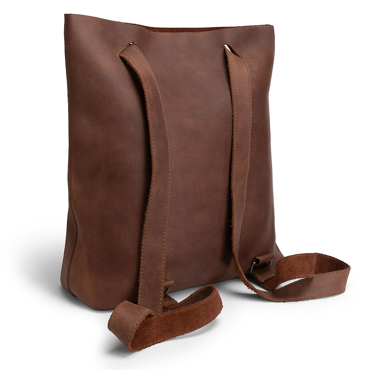 Heather's, Convertible Backpack to Shoulder Bag Handmade from Full Grain Leather - Durable, Spacious Bag, Travel & Shopping Accessory - Bourbon Brown