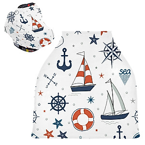 Nursing Cover Breastfeeding Scarf Sailboat Anchor Nautical- Baby Car Seat Covers, Stroller Cover, Carseat Canopy(8ya7h)